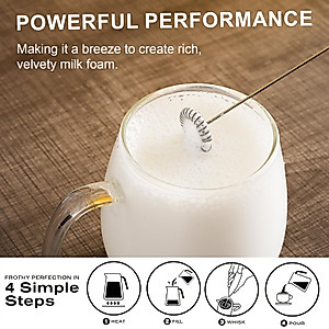 Milk Frother Handheld,Mini Drink Mixer and Coffee Blender Frother for Coffee Bar Accessories, Matcha Whisk,Latte, Cappuccino, Frappe, Hot Chocolate, Egg,Kitchen Essentials Gift (White)