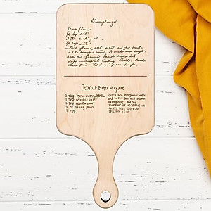Personalized Handwritten Recipe Cutting Boards Custom Wooden Chopping Boards for Kitchen for Grandmother Kitchen Essentials Customized Chef Housewarming Presents (W/Handle Shape)