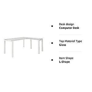 Signature Design by Ashley Baraga Contemporary Glass L-Shaped Home Office Desk, White