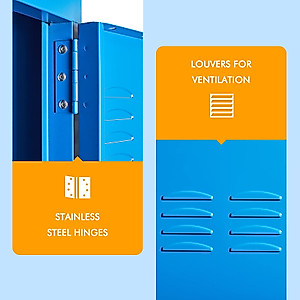 MIIIKO Metal Locker 4 Tiers, Employee Locker Cabinet, 4 Tiers Blue Locker Cabinet for School, Gym and Home Office