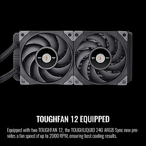 Thermaltake TOUGHLIQUID 240 ARGB Motherboard Sync All-in-One Liquid CPU Cooler, AMD (AM5/AM4) / Intel (LGA 1700/1200), 240mm High Efficiency Radiator CL-W319-PL12BL-A