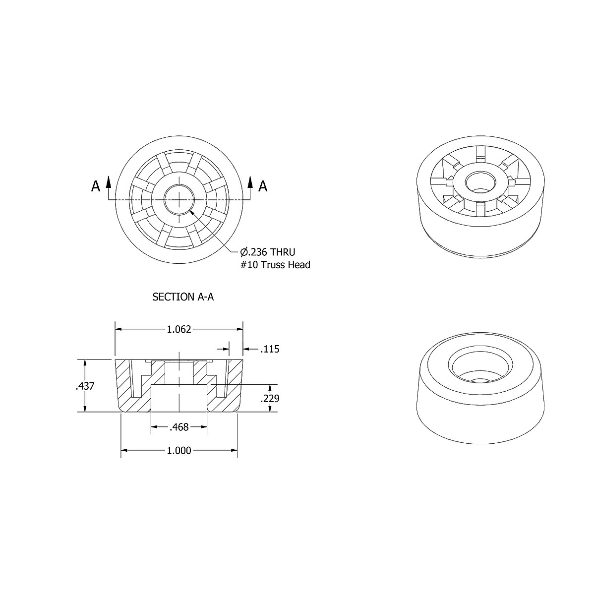 50 Soft Round Rubber Feet W/Stainless Steel Screws - .437 H X 1.062 D - Metal Insert for Strength Made in USA, Non Slip, Food Safe, Conflict Minerals 3TG, BPA Free, RoHS & Reach 3 Prop 65 Compliant.