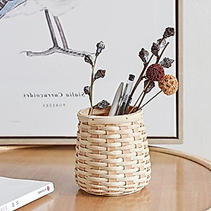 SHERCHPRY Woven Desktop Baskets Small Bamboo Basket Pencil Holder Rustic Chopsticks Caddy Fork Spoon Knife Holder Flatware Utensil Caddy Chinese Tea Tool Holder Utensil Holder