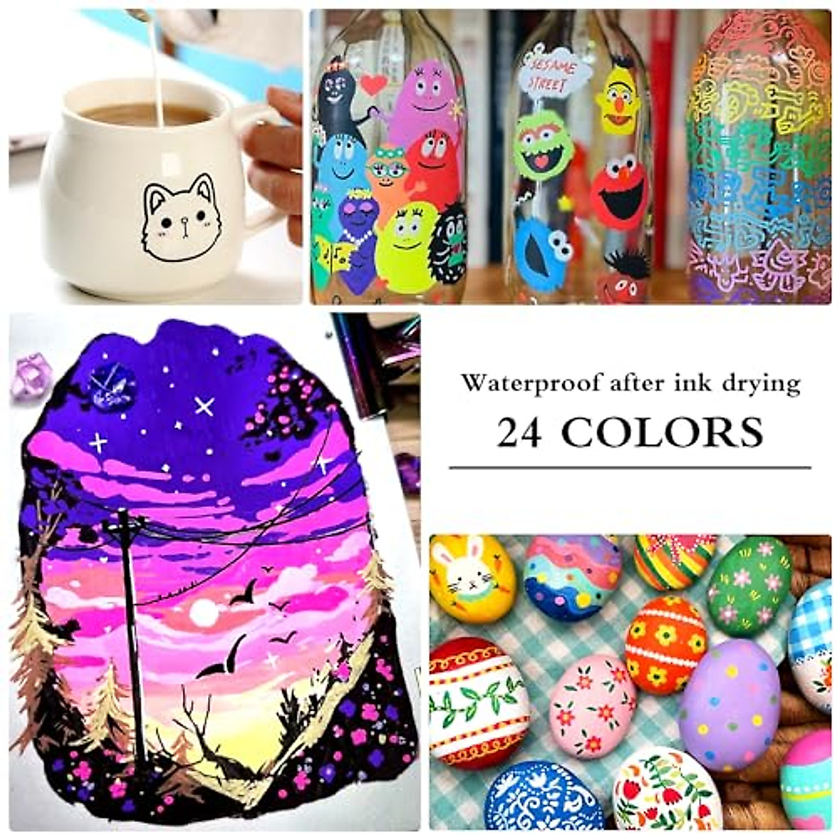 DEYONI Dual Tip Acrylic Paint Pens, 26 Colors, Medium and Brush Tips, Ideal for Rock Painting, Ceramic, Wood, Plastic, Calligraphy, Scrapbooking, Card Making, DIY Crafts