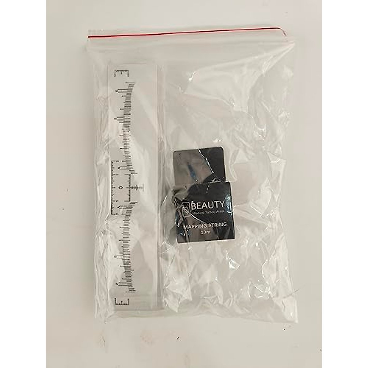 Kalolary 100 Pack Eyebrow Ruler with 1 Box 10M Premium Eyebrow Mapping Ink String Pre-Inked Microblading String for Eyebrow Mapping Ultra-Thin Mess-Free for Marking Symmetrical Eyebrows