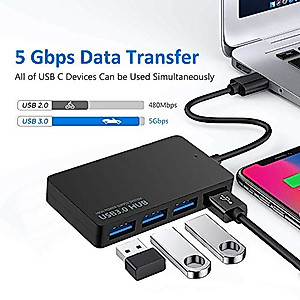 Tec-Digi USB Hub 3.0, 4-Port Ultra-Slim USB 3.0 Hub Portable Adapter High Speed Expansion Multi USB Hub Splitter Lead Adapter Cable for PC Laptop, Desktop, PS3, Xbox, Wii, MAC, Notebook, MacBook, Etc