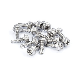 THE CIMPLE CO #8 Size, 1/2" Length (13mm) - Self Tapping/Drilling Screw - 410 Stainless Steel (Exceptional Wear and Very Corrosion Resistant) - Hex and Phillips Head - 100pcs