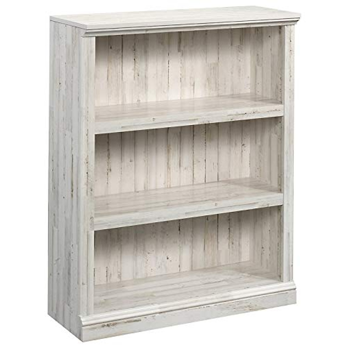 Sauder Misc Storage Contemporary 3-Shelf Wood Bookcase in White Plank