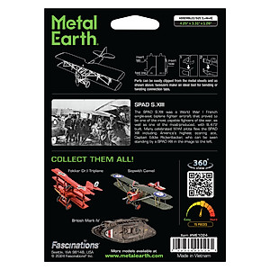 Metal Earth SPAD S.XIII 3D Biplane Metal Model Kit Fascinations