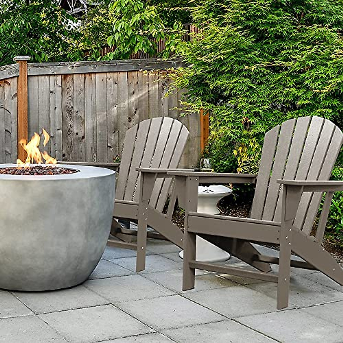 WENHAUS Adirondack Chair (Pack of 4), Fire Pit Chairs, Patio Outdoor Chairs, Plastic Resin Deck Chair, Painted Weather Resistant Lounge Lawn Chair (Brown)