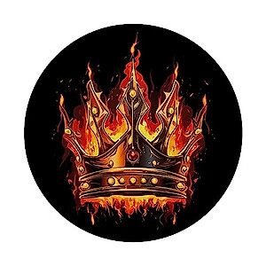 Funny King Crown with Flames PopSockets Swappable PopGrip