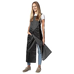 K-Rae Evolution Stay Dry Craft and Pottery Apron Split Leg, Full Coverage with Towel Loops, Water Proof Apron for Men & Women, Adjustable Split Leg Black Apron, Dirt, Oil and Chemical Resistant