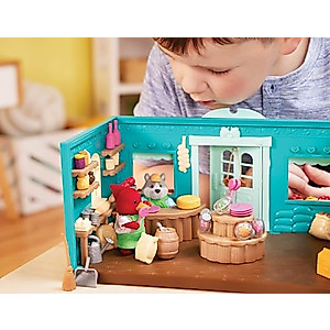 Li'l Woodzeez – General Store Dollhouse Playset 72Pcs – 2 Posable Doll Figures & 1 Storybook Included – Miniature Furnitures & Accessories – Stackable Playset for Kids 3+