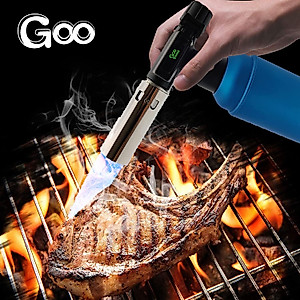 Goo Sticks Butane Torch, Reusable Kitchen Blazer- Butane Culinary Blow Lockable Torch-Locked Heavy Flame with Double Flame for Best Cooking for Food, Baking, BBQ or any other purpose - blue