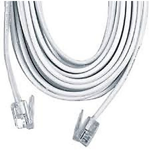 Bistras 25 Ft 4C Telephone Extension Cord Cable Line Wire, for Any Phone, Modem, Fax Machine, Answering Machine, Caller ID, White