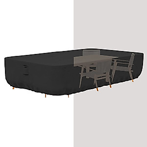 Tuyeho Patio Furniture Set Cover 124 x 84 x 28 inch, Durable Heavy Duty Oxford Fabric Outdoor Dining Set Cover, Waterproof & Weather Resistant, for Your Outdoor Rectangular Table and Chairs (Black)