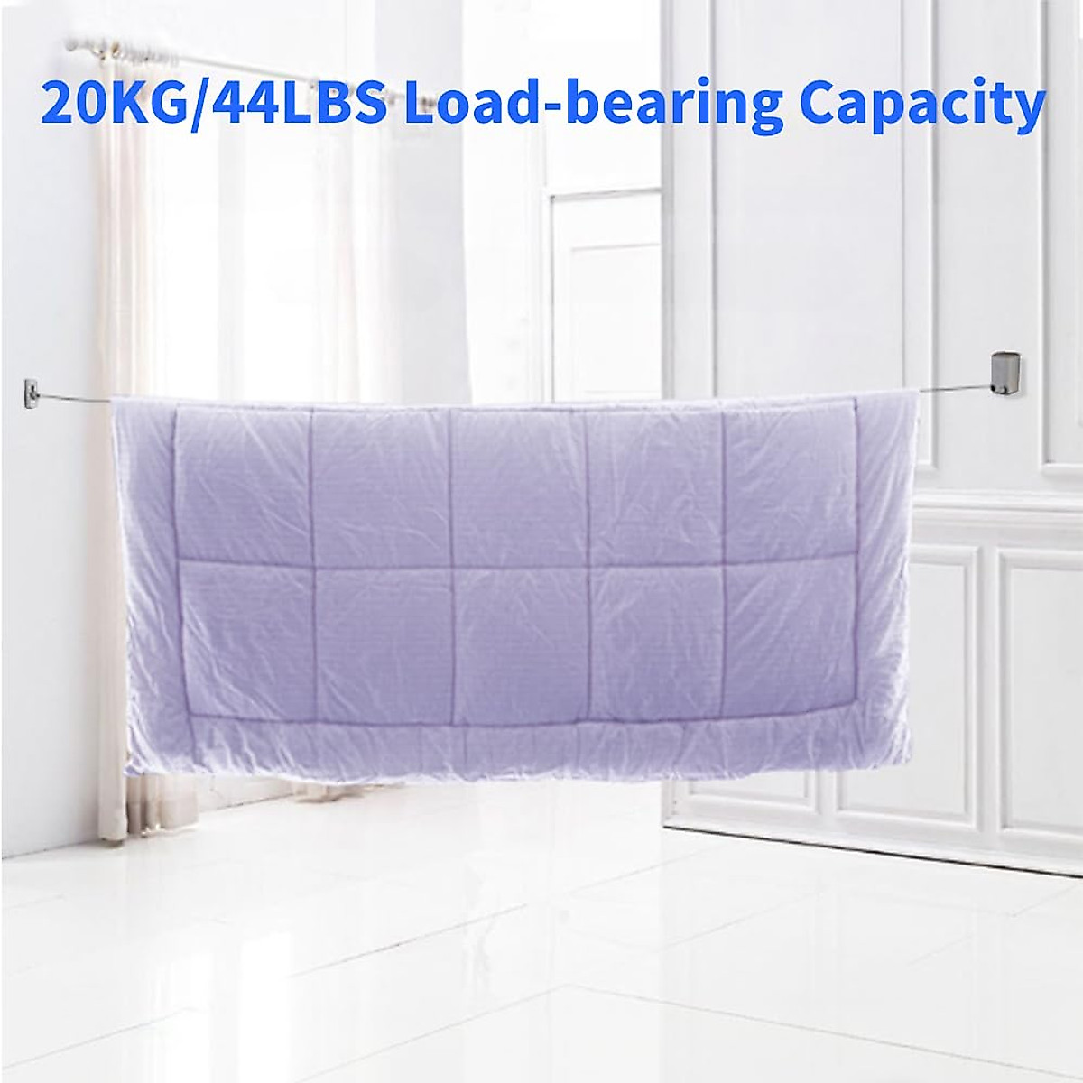 Retractable Clothesline, Indoor Outdoor Clothes Line, Heavy Duty Clothes Drying Laundry Line with 13.8 Ft Steel Wire, Retractable Indoor Clothes Lines for Drying, Hanging for Bathroom, Balcony, Hotel