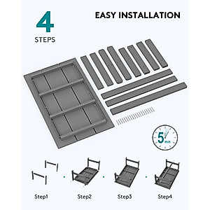 SERWALL HDPE Patio Coffee Table, Rectangle Outdoor Coffee Table, All-Weather Coffee Side Table for Balcony, Poolside, Deck, Garden, Gray