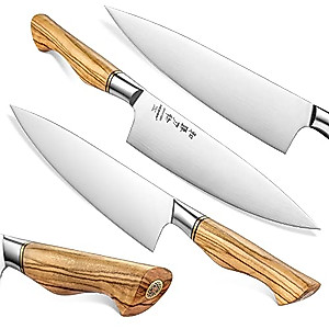 HEZHEN Chef's Knife-Professional-8.3 inch 14C28N Sandvik Steel, Kitchen Knife Gyuto Knife-Master Series Chef Cooking Tool at Home,Restaurant-Olive Wood Handle