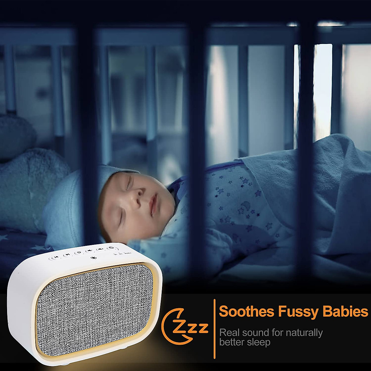 White Noise Sleeping Machine /Professional Alpha Brainwave Musics for Baby &Pregnant Woman&Adults, with Warm Color Night Light ,10 Professional Sounds & Auto-Off Timer. (White, Small), White,black