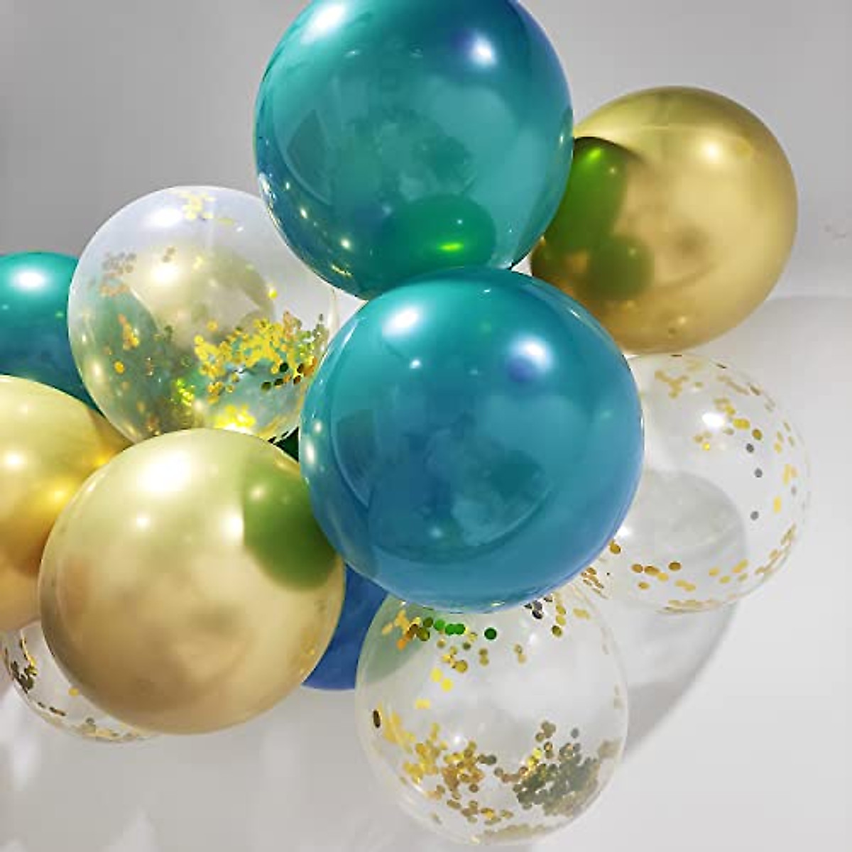 Teal Gold Balloons Teal Gold Party Decorations of 15pcs for Teal Gold Birthday Decorations Women/Teal Gold Bridal Shower Decorations/Teal Gold Wedding Decorations