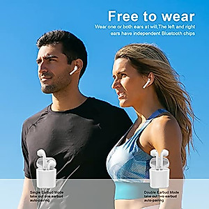 AVOVA True Wireless Earbuds Bluetooth Earphones Compatible with Apple&Android Cell Phone in-Ear Earbuds with Built in Mic,IPX4 Rating,Sweat Resistant Headphones for Sports Fitness Work (White)