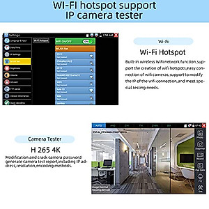 IP Camera Tester CCTV Tester, Koolertron 7 Inch IPS Touch Screen H.265 4K AHD, TVI, CVI & CVBS Analog Camera RJ45 Cable TDR Tester with PoE/IP Discovery/8G TF Card/4K HDMI in & Out/Built in WiFi