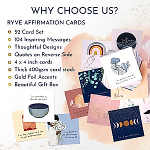 RYVE Positive Affirmations Cards for Women - 52 Mindfulness Cards with Affirmations and Inspirational Quotes - Motivational Cards, Meditation Cards, Inspirational Cards, Daily Affirmation Cards
