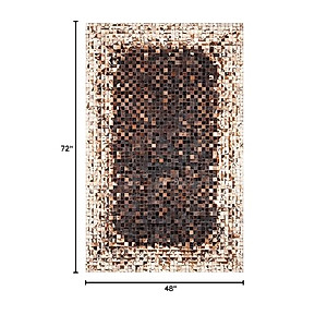 SAFAVIEH Studio Leather Collection 4' x 6' Beige/Brown STL803B Handmade Mid-Century Modern Leather Area Rug