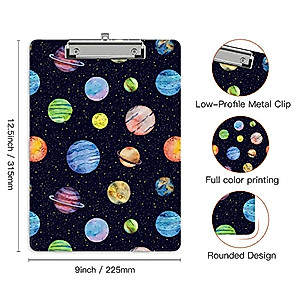 ZAXMEY Plastic A4 Clipboards, Cute Clipboard Stardard Letter Size for Teacher, Kids, Lightweight Clip Board | Decorative Clip Boards | Office Clipboard | School Supplies(Planet).