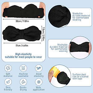 WLLHYF Spa Headband Bow Hair Band Facial Makeup Head Band Microfiber Soft Coral Fleece Head Wraps Elastic Skincare Headbands for Women Girls Washing Face Beauty (Black)