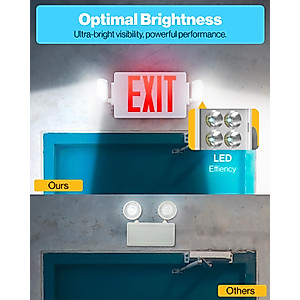 Sunco 12 Pack Red Exit Signs With Emergency Lights, Two Adjustable LED Lights, 94V-0 Fire Resistant, Backup Battery, 120-277V, Wall Or Ceiling Mount, Commercial Grade Double Sided UL