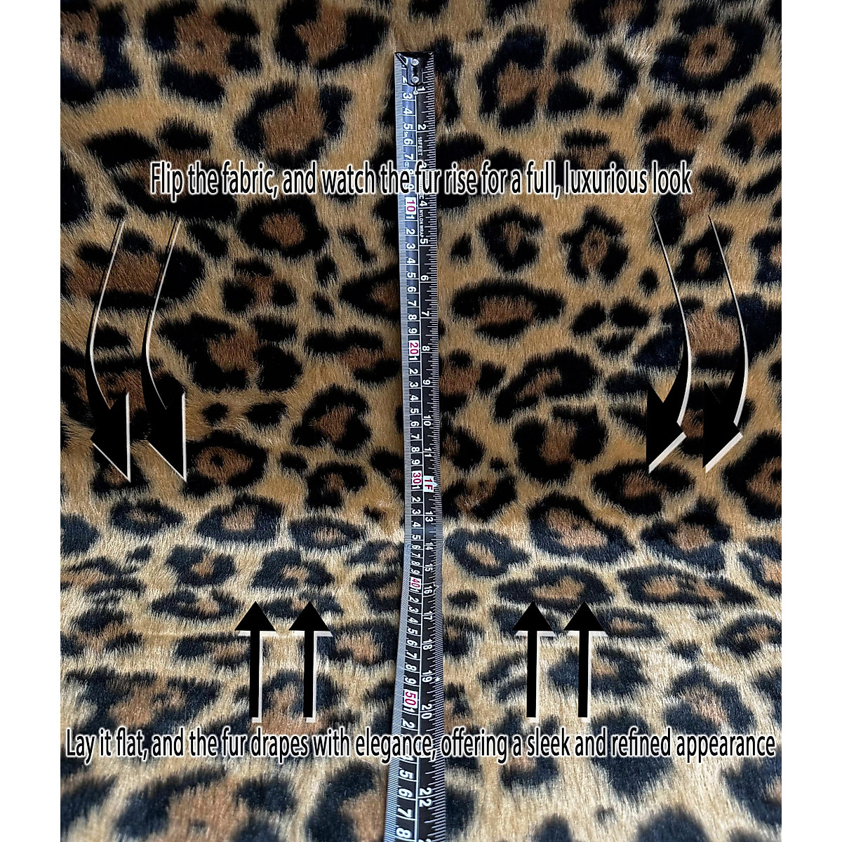 Faux Fur Animal Long Pile 58" Wide Fabric Full, Plush, Warm Soft Coat, Fashion Fursuit Costume - Sold by Continuous Yard (Leopard Fur)