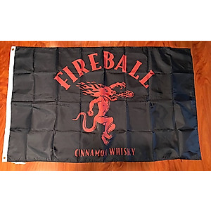 Kunpen Fireball 3'x5' Flag Banner Cinnamon Whiskey Man Cave Sign Wall Decor Bar