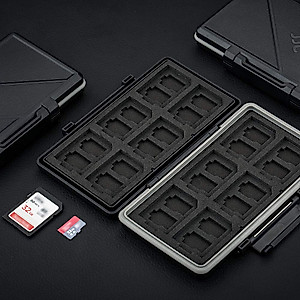 36 Slots Memory Card Case Holder Water-Resistant Keeper Wallet for 12 SD SDHC SDXC + 24 TF MSD MicroSD MicroSDHC MicroSDXC Memory Cards Storage Organizer