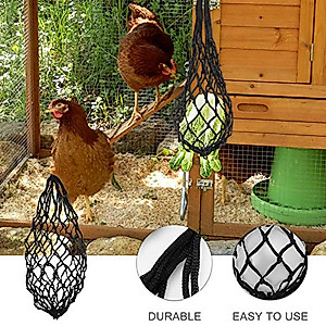 Mikikit Chicken Coop Accessories Poultry Vegetable Feeding Tool: Chicken Vegetable String Bag Cabbage Feeder Treat Feeding Mesh Bag Thickened Poultry Food Feeding Mesh Bag- Black Goat Feeder