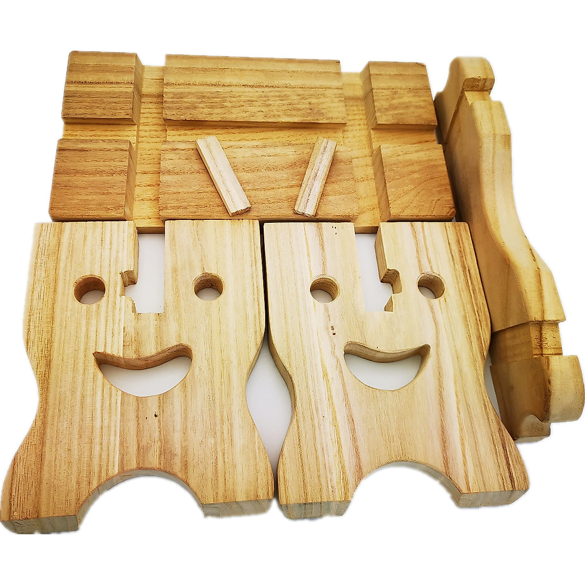 famobay Inovative Hand Crafted Hardwood Kid's Step Stool,Unfinished, No Glue, Screws, Staples or Nails, Lightweight and Sturdy, Plant Stand,Toddler Stool Chair, Unfinished Natural