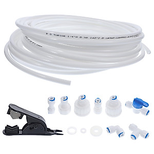 Angoily 1 Set Ice Machine Accessories Refrigerator Water Supply Kit Water Connection Kit 1/4 Tubing Water Line Splitter Fridge Water Line Kit Fittings Ao Cooler White Hose Water