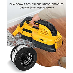 TIKSCIENCE DC5151H HEPA Filter Replacement Fit for DEWALT DC515 DCV517 DCV517B Wet Dry Vacuum One-Half-Gallon, with Cleaning Brushes