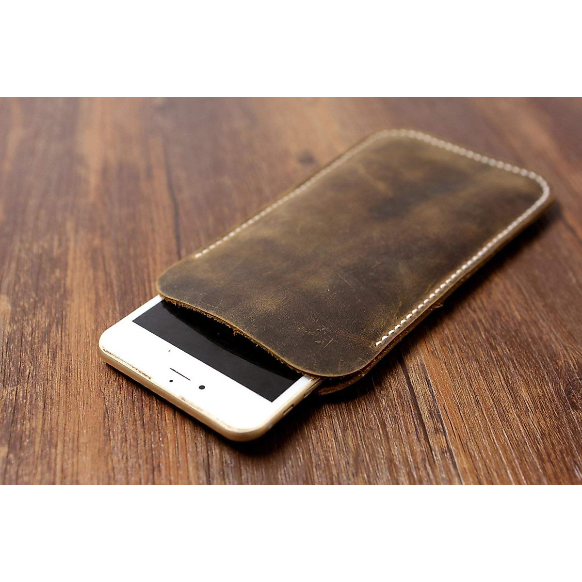 Distressed Brown leather iPhone 11 Pro Max sleeve/iPhone 6 7 8 plus case sleeve/iPhone X XR XS Max sleeve pouch - IP005S