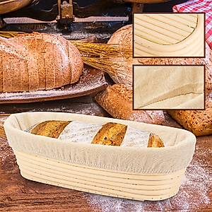 Stormshopping 11.8 inch Oval Long Banneton Brotform Bread Dough Proofing Rising Rattan Basket & Liner