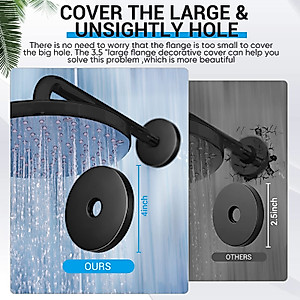 LEIFIDE Extra Large Shower Arm Flange 4 Outer Diameter Universal Replacement Modern Shower Arm Large Escutcheon Plate Suitable for Most Brands Shower Head Arms, Matte Black