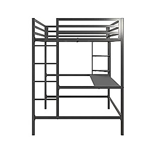 Novogratz 4371429N Maxwell Metal Full Loft Desk & Shelves, Gray/Black Bunk Beds,