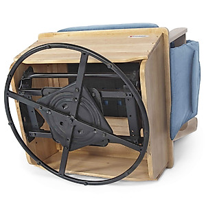 Foundations SafeRocker Glider Rocker Chair with Steel Swivel for Nursery or Daycare, Solid Wood and Steel Base, Durable Microfiber, Side Storage Pockets, Can be Removed and Laundered (Blue)