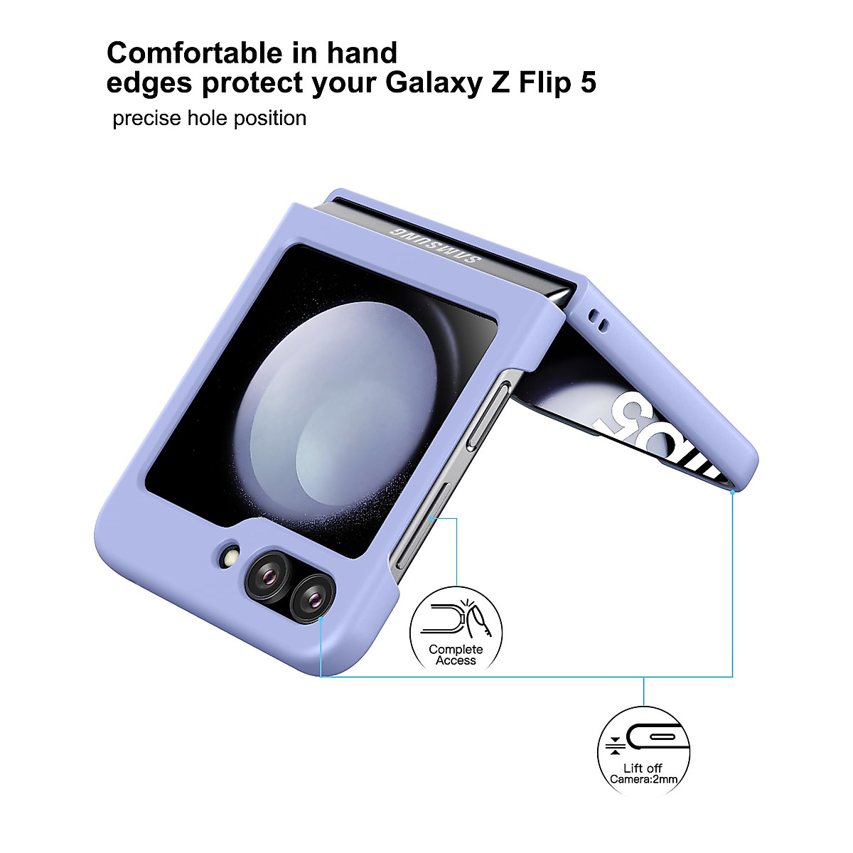 Foluu Slim Fit Case for Samsung Galaxy Z Flip 5 Case, Ultra Thin Matte PC with Non-Slip Grip Full Protection Protective Cover for Samsung Galaxy Z Flip5 5G 2023 (Purple)