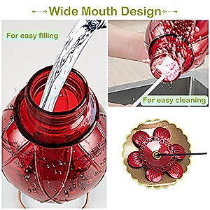 BOLITE 18016-R Hummingbird Feeder, Glass Hummingbird Feeder for Outdoors, Meshy Texture Ball Shape Bottle, 18 Ounces, Red, Xmas Gifts for Bird Lovers