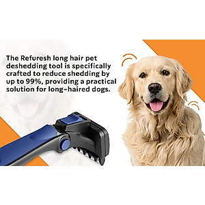 Refuresh Deshedding Brush for Dogs & Cats - Medium & Blue, Long Hair Grooming Tool, Dog Deshedding Brush, Cat Deshedding Brush, Lightweight Deshedding Tool for Shedding Control. Pet Deshedder