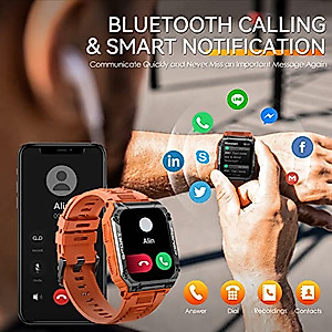 Military Smart Watch for Men with Compass (Make/Answer Call), 1.95'' HD Outdoor Rugged Tactical Smartwatch, Sport Fitness Tracker with Heart Rate Blood Pressure Sleep Monitor for iPhone Android Phones