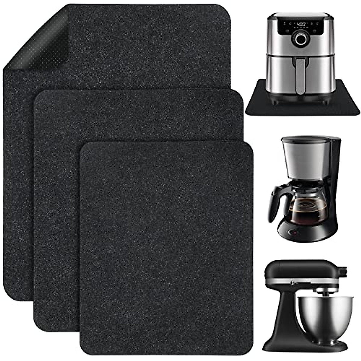 Advantez Heat Resistant Mat for Air Fryer, 3Pcs Multi-size Heat Resistant Mat with Sliders Function, Reusable Kitchen Countertop Protector Mat for Air Fryer Coffee Maker Blender Microwave