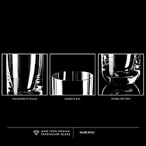 Krosno Long Tall Water Juice Mojito Drinking Glasses, Set of 6 Highball Glasses, 12.1 oz, Glamour Collection, Lead-Free Crystal Glass Drinking Glasses, Water Glasses, Made in Europe